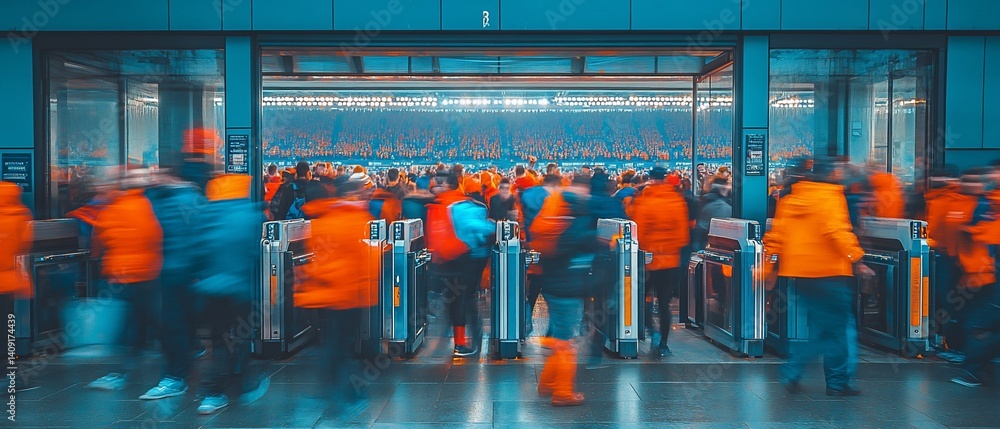 Crowded Entrance, Busy Subway, Exit Gate, Blurred People Stock ...