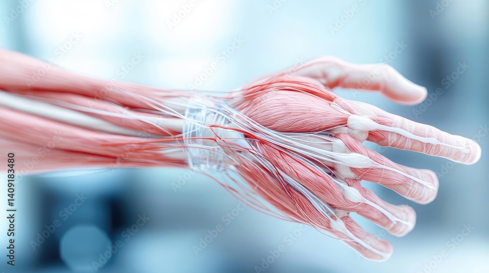 Human forearm anatomy tendon ligament and muscle concept. Detailed ...