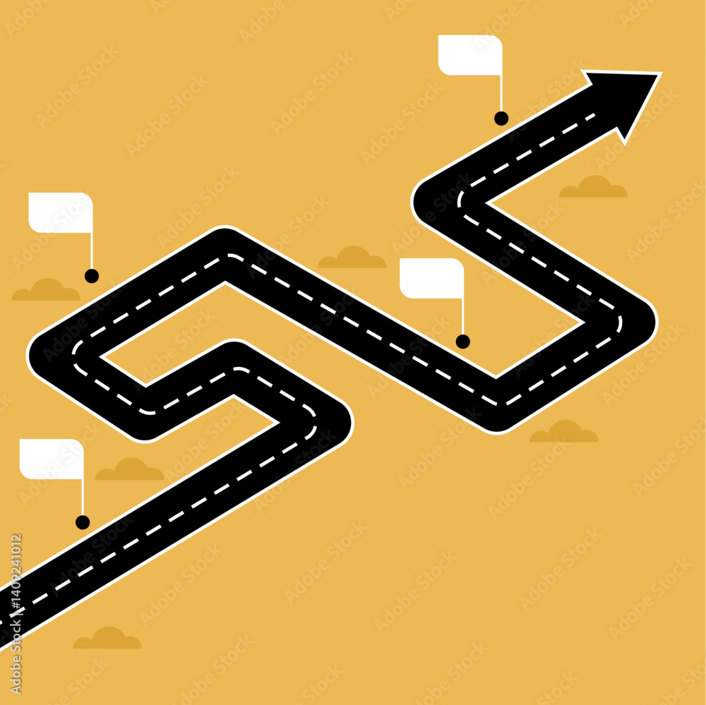 Zigzag Road Map with Destination Flags for Goal Achievement Path ...