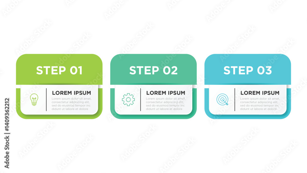Business infographic template. 3 Step timeline journey. Process diagram ...
