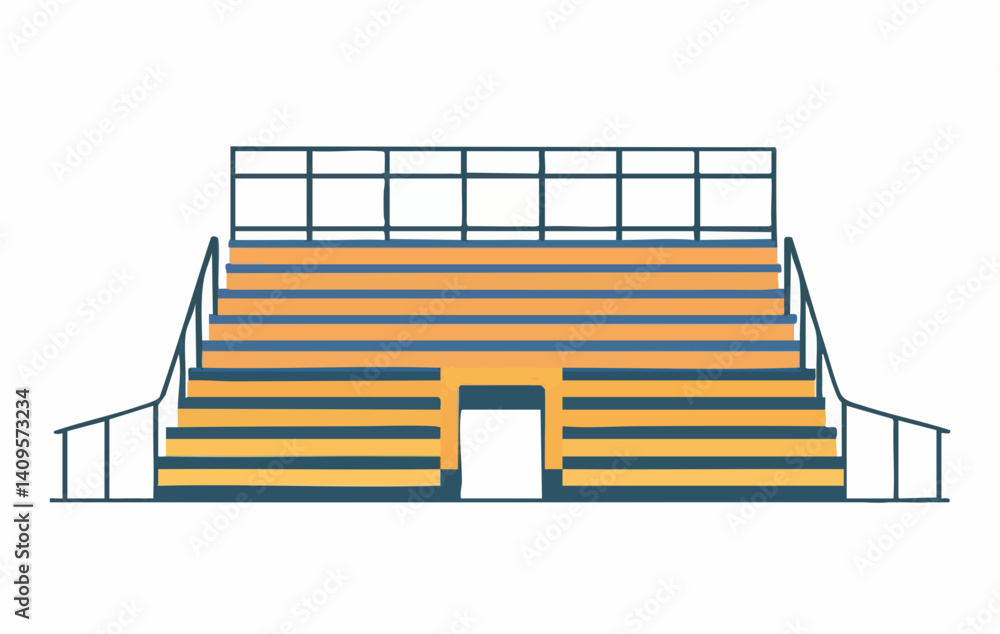 Elevated Stadium Seating with Railings. Vector Image Stock Vector ...