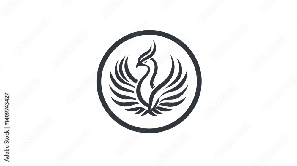 Elegant phoenix logo representing rebirth, transformation, and ...