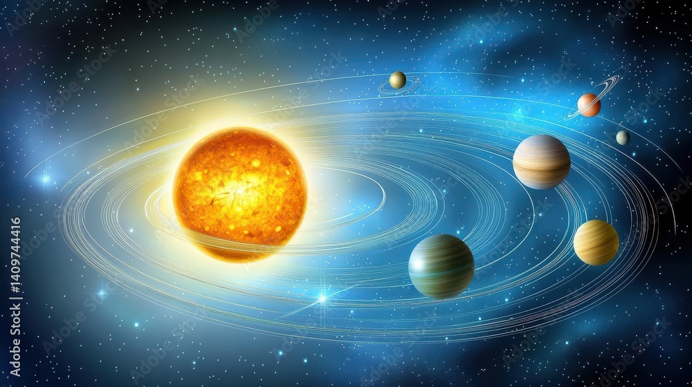 Solar system diagram featuring all planets digital art outer space ...