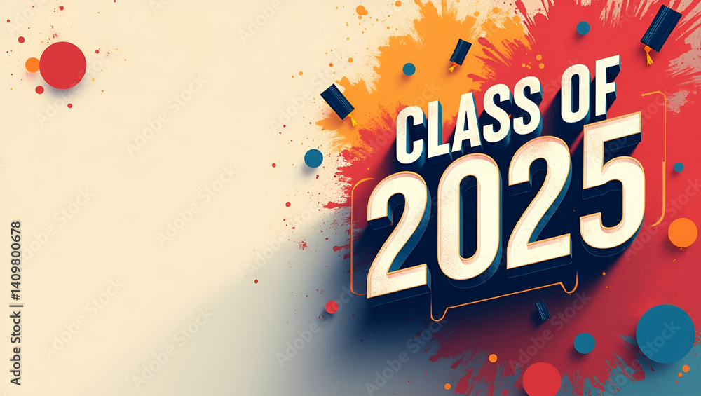 Create a striking Class of 2025 event visual that fuses modern layout ...
