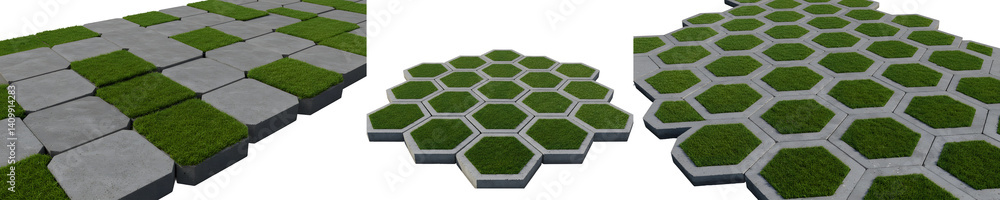 Grass Paver Block and Hexagonal Tile Patterns on Transparent Background Stock Photo | Adobe Stock