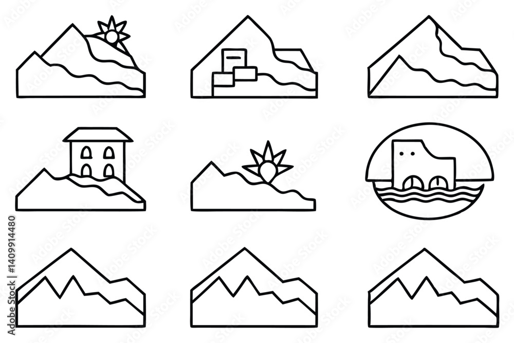 landslide diagram line art geological feature visual data analysis ...