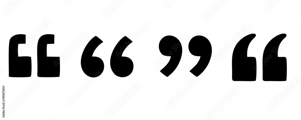 Set of quote mark, quotes black filled icon sign design isolated on ...