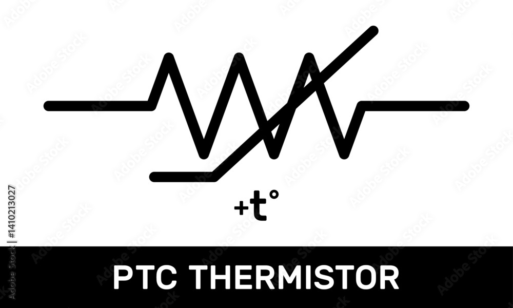 PTC Thermistor Icon. Zig-Zag PTC Thermal Resistor Symbol. ANSI or IEEE ...