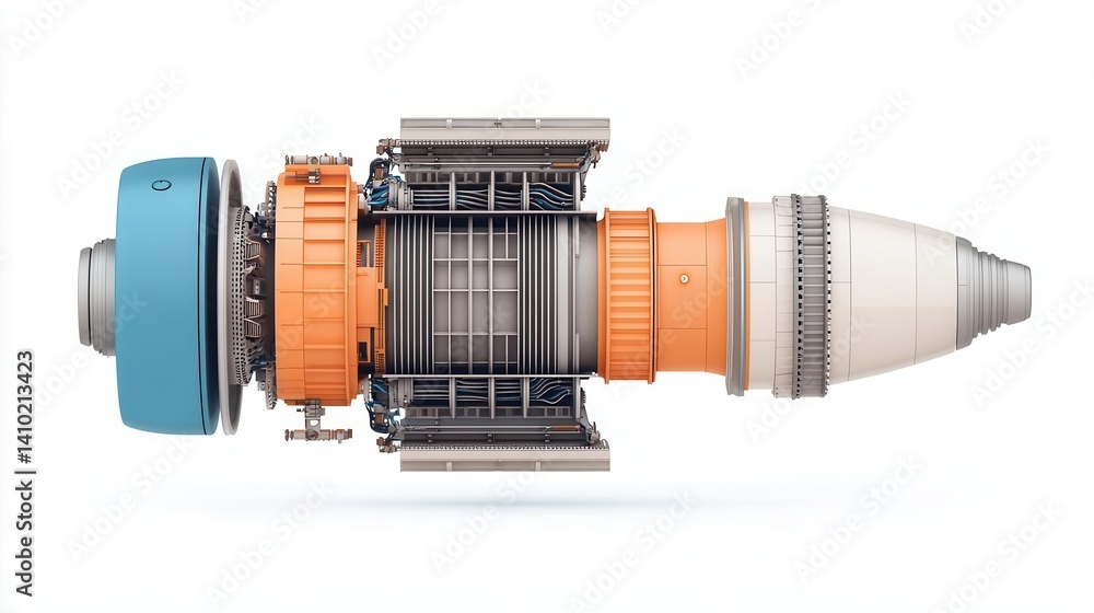 Ilustración de Stock Crosssectional schematic of a turbofan engine s ...