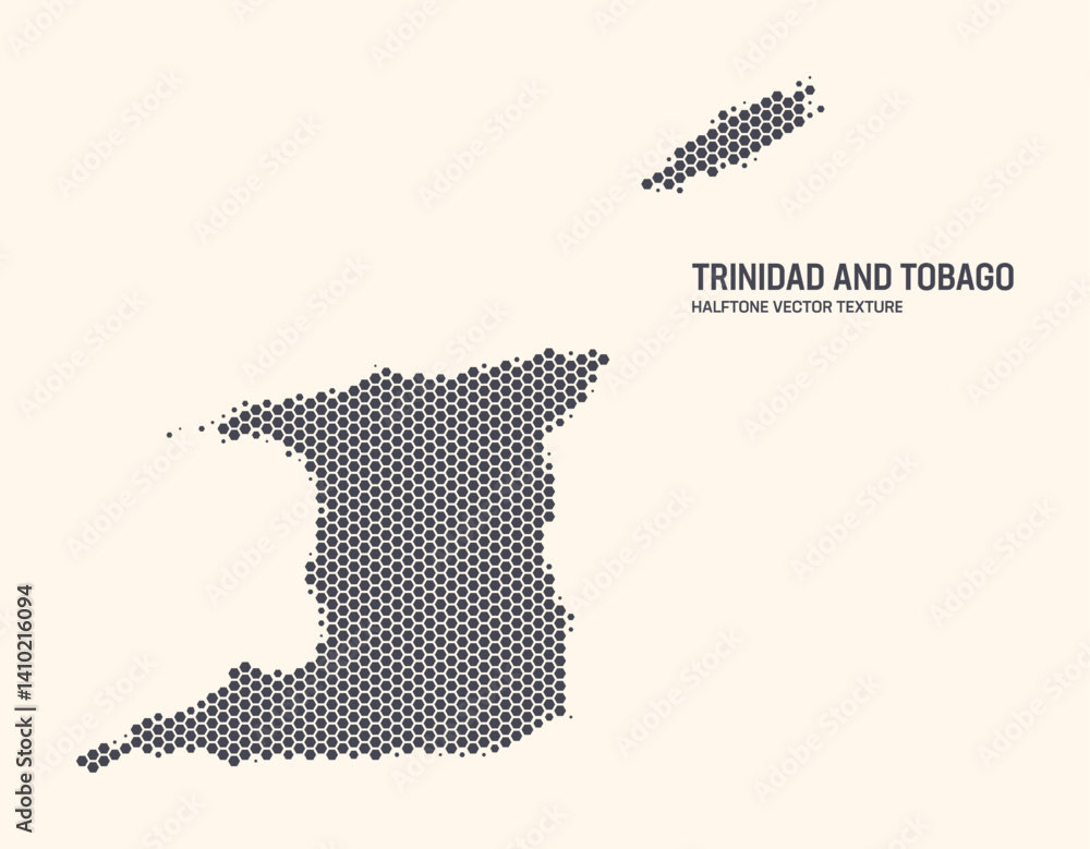 Trinidad and Tobago map vector hexagonal half tone pattern isolated on ...
