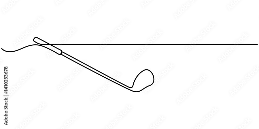 Golf club one line art. Continuous line drawing of sport, luxury, metal ...