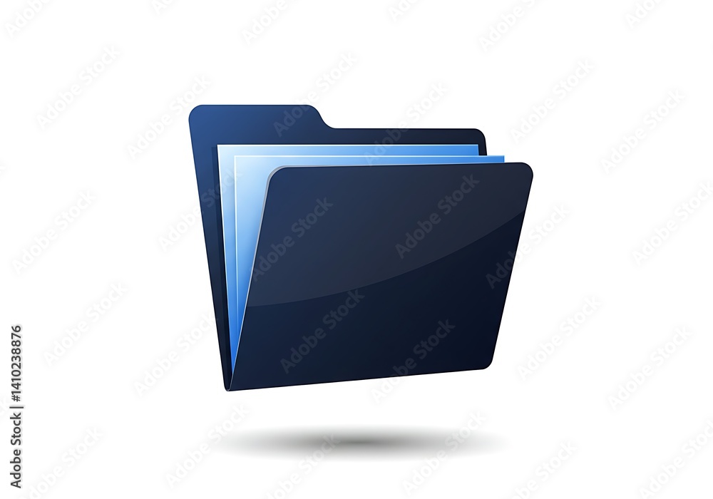 Dark blue folder icon, representing digital file storage. Stock ...