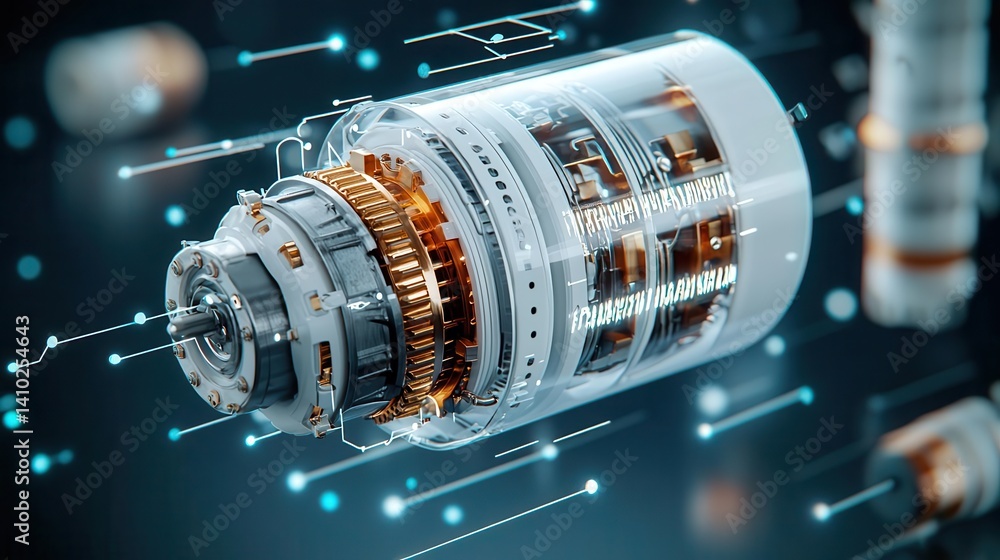 Exploded schematic of a waterresistant electric motor, with sealed ...