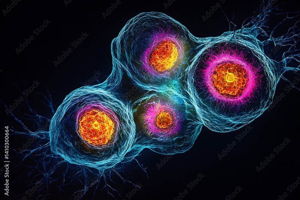 Ultra-high-resolution image of cancer cell division, detailing the ...