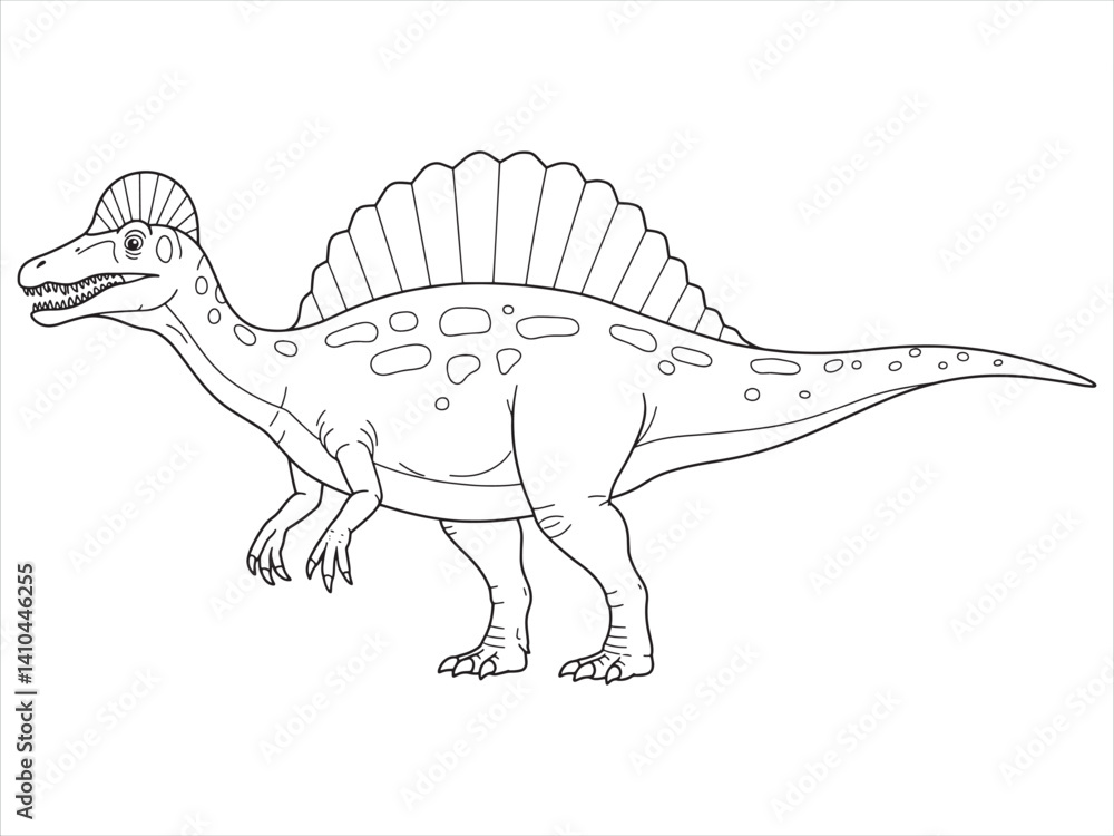 Spinosaurus dinosaur coloring page, outline illustration Stock Vector ...