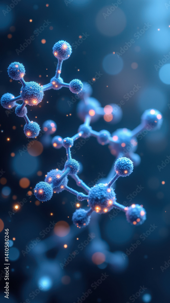 Structural model of GLP-1, glucagon-like peptide-1 molecule in a blue ...