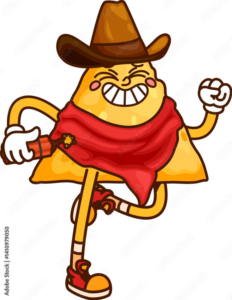 Wild West cowboy Mexican triangle nacho chip cartoon cute character ...
