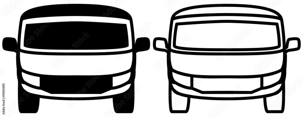 car icon from the front, simple flat style, illustration, logo sign ...