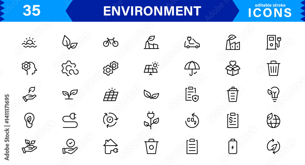 Professional Environment Icons for Sustainable Designs. Includes Earth ...