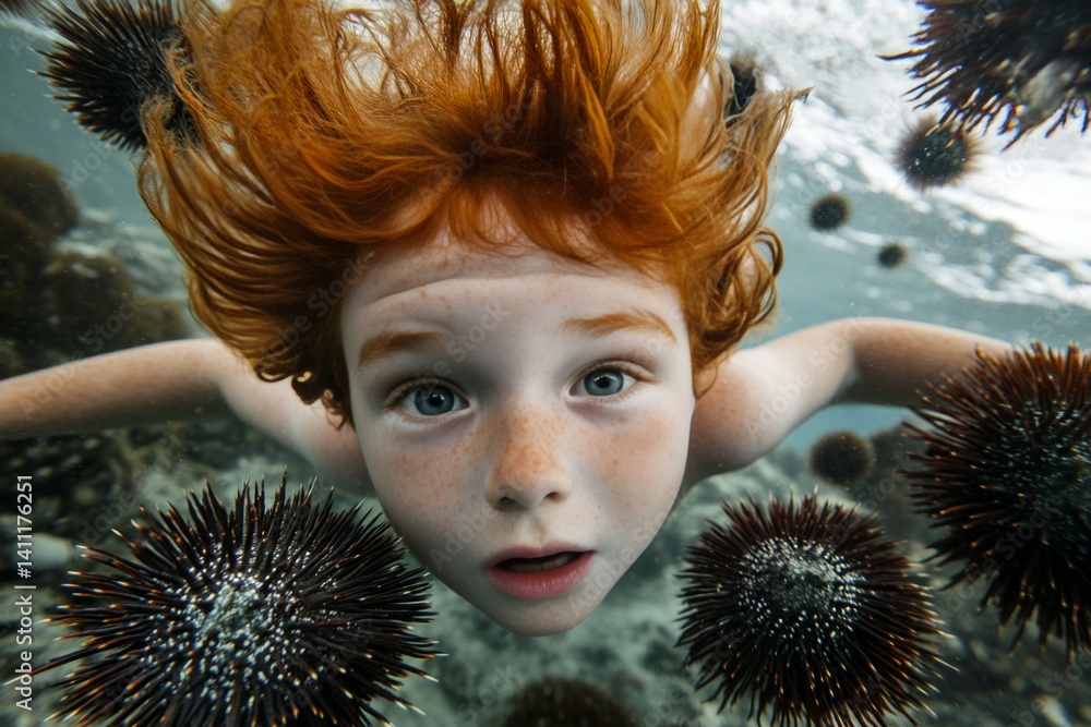 Encounter with spiny sea creatures, while snorkeling. Risky sea ...