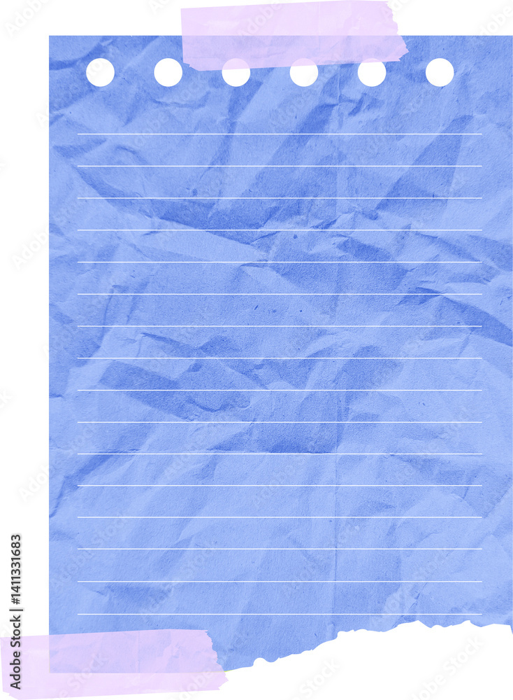 Crumpled Purple torn ripped notepaper sheet with grid pattern texture ...