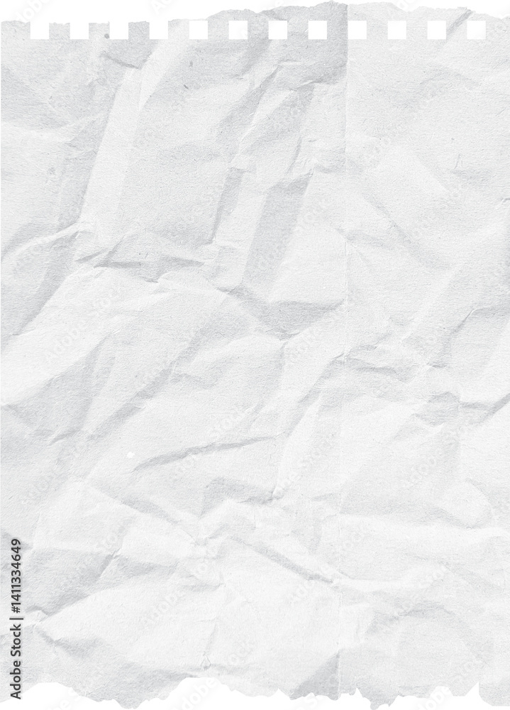 Crumpled white torn ripped notepaper sheet texture isolated on ...