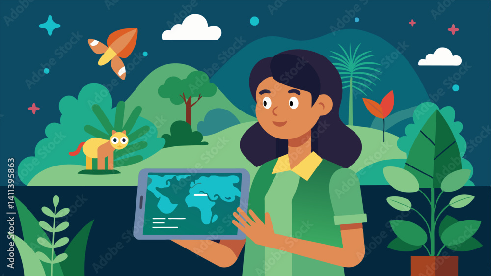 A student proudly shows off her augmented reality project where she has ...