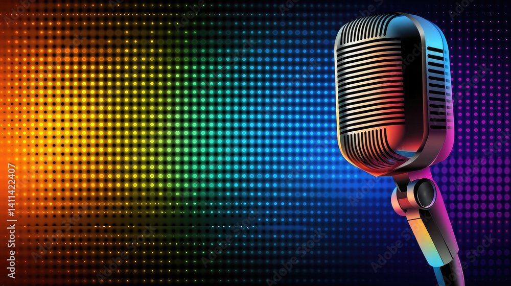 Microphone with RGB base glowing in sync with the colors of a gaming PC ...