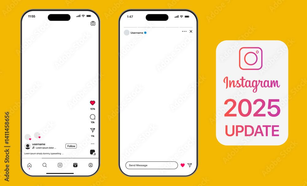 Instagram social network app UI interface mockup design. Instagram ...