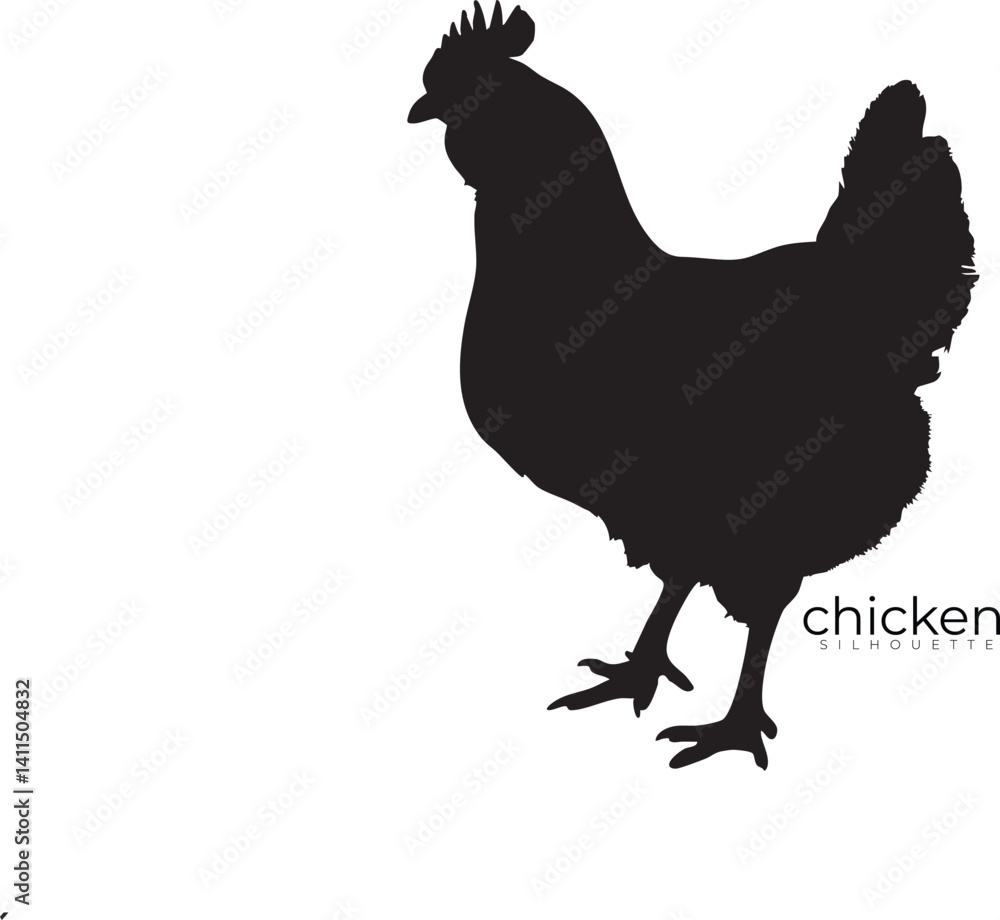 Hen Silhouette Vector – Rustic Farm Animal Outline for Poultry Art ...