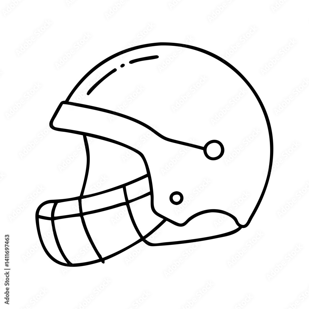 football helmet icon, football helmet line art - simple line art of ...