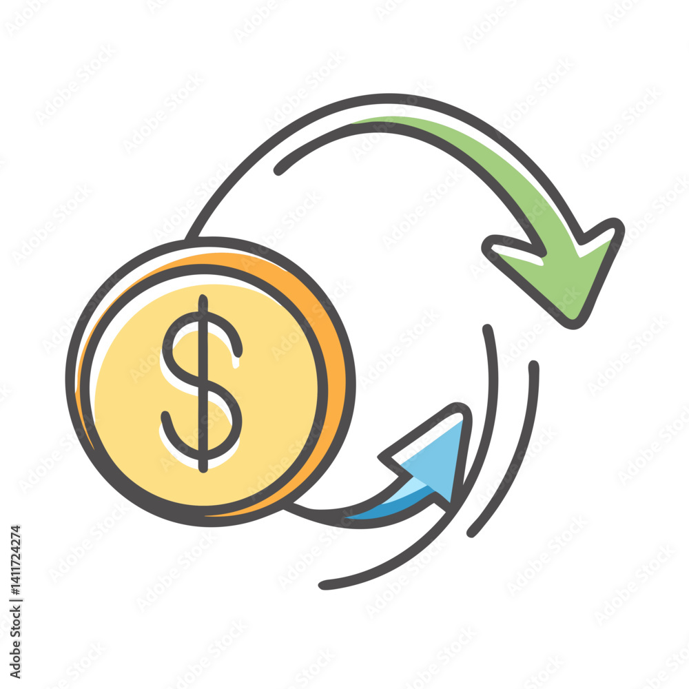 currency devaluation icon, currency devaluation vector illustration ...