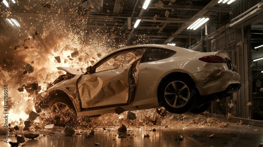 Car crash event in earthquake zone insurance impact dynamic wheel ...