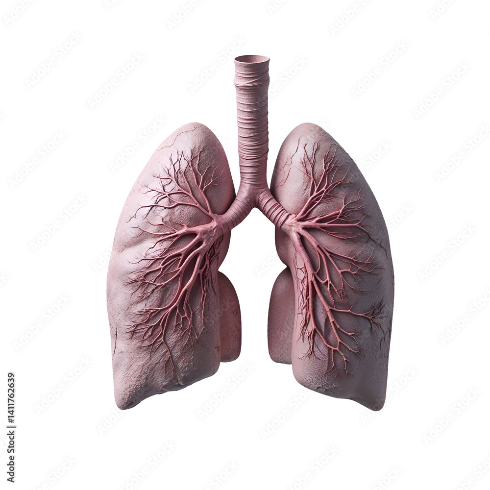 Educational PNG image of human lungs anatomy featuring bronchial tubes ...