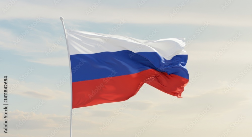 Russian Federation Flag Waving Proudly Under a Clear Sky: A Symbol of ...