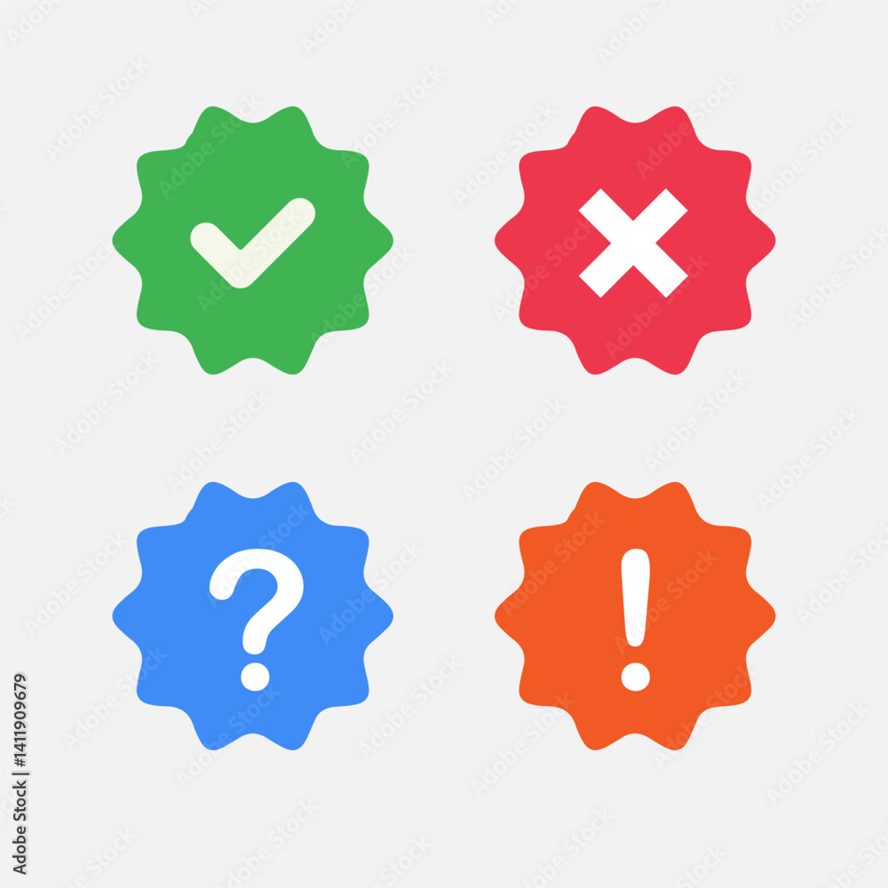 Check mark icon button set. Check box icon with right and wrong buttons and yes or no checkmark ...