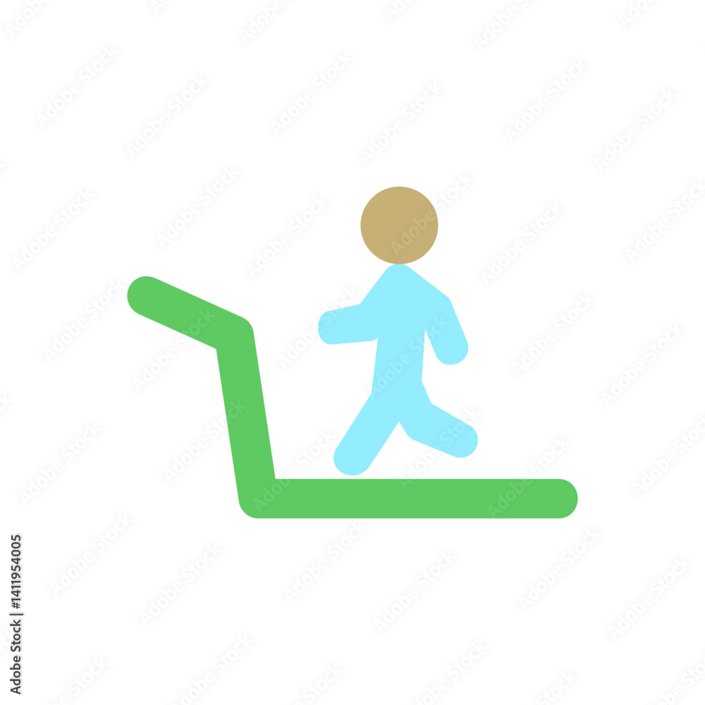 icon of a person exercising on a treadmill, simple flat style ...