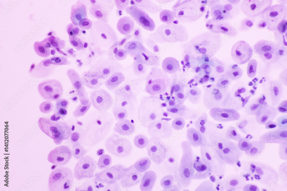 Human normal squamous epithelial cells view in microscopy.Atrophic ...