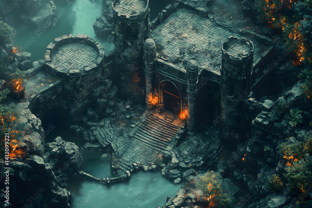 top-down battle map for dungeons and dragons. battle map top view. DnD ...