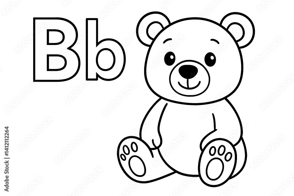 Ilustración de Stock Alphabet Letter B (Bear) Coloring Page ...