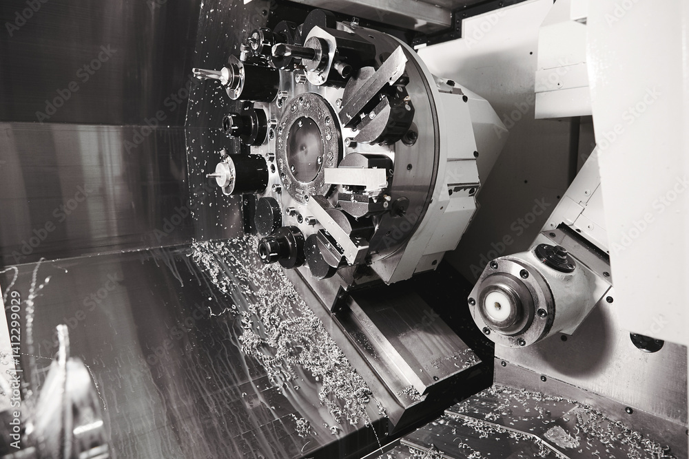 Stock-Foto „Tool Drum Revolving Lathe Fragment CNC Lathe Revolver Fixed ...