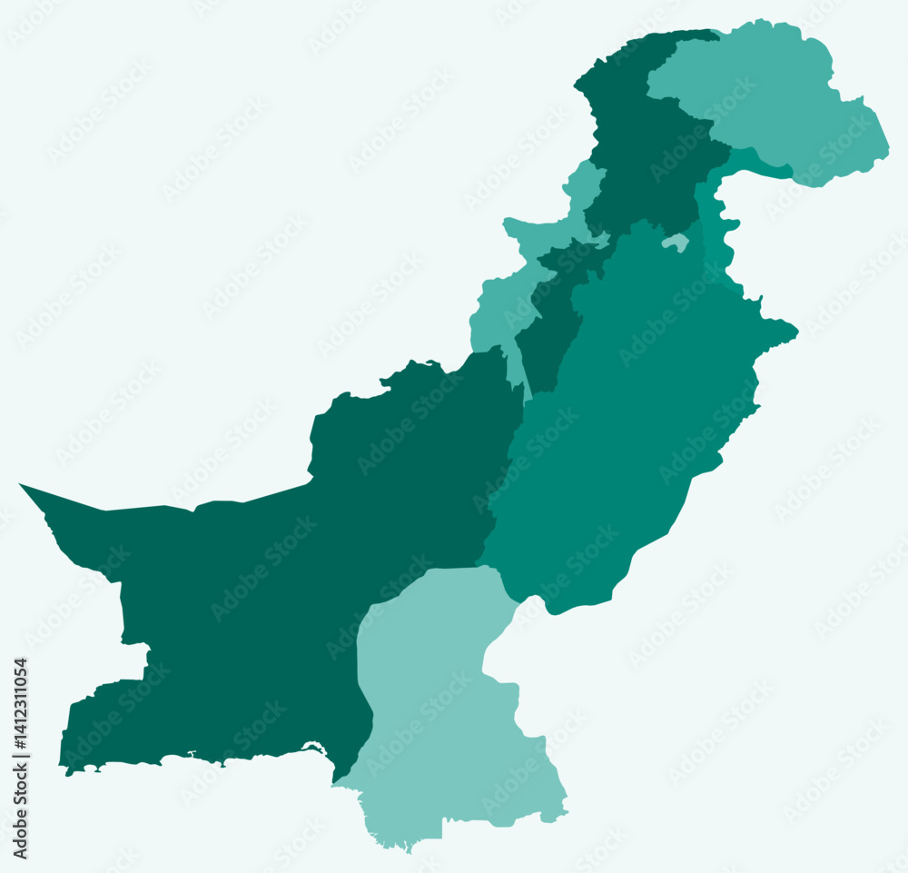 Vector de Stock Map of Pakistan with regions. Just a simple country border map with region ...