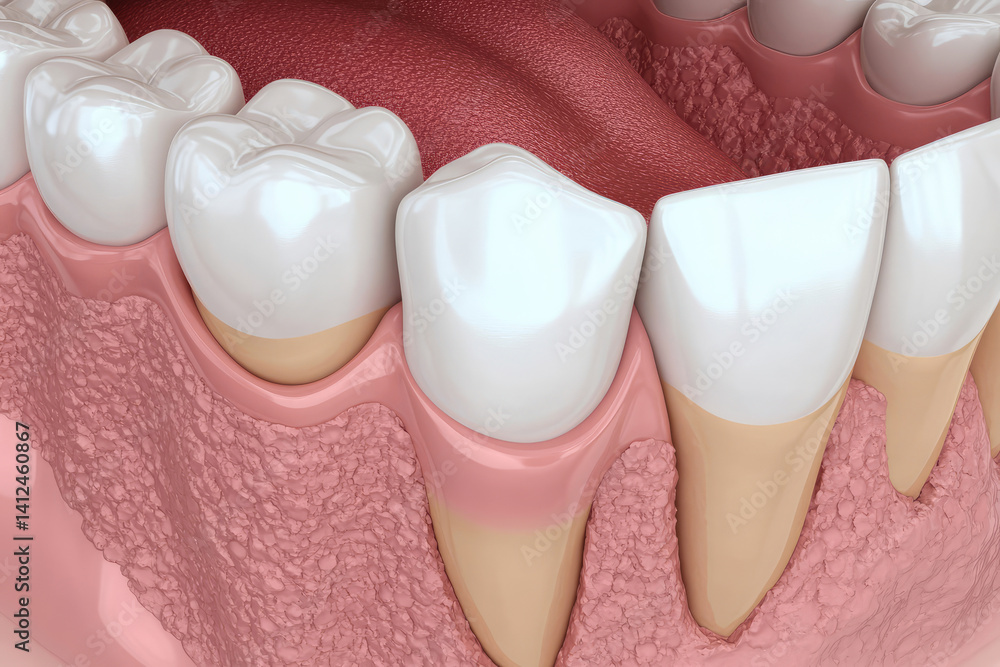 gum disease and inflammation from periodontitis. 3d rendering. Stock ...