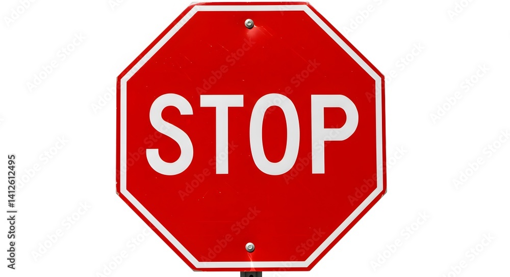Red Stop Sign: A classic octagonal stop sign, with its bold red and ...