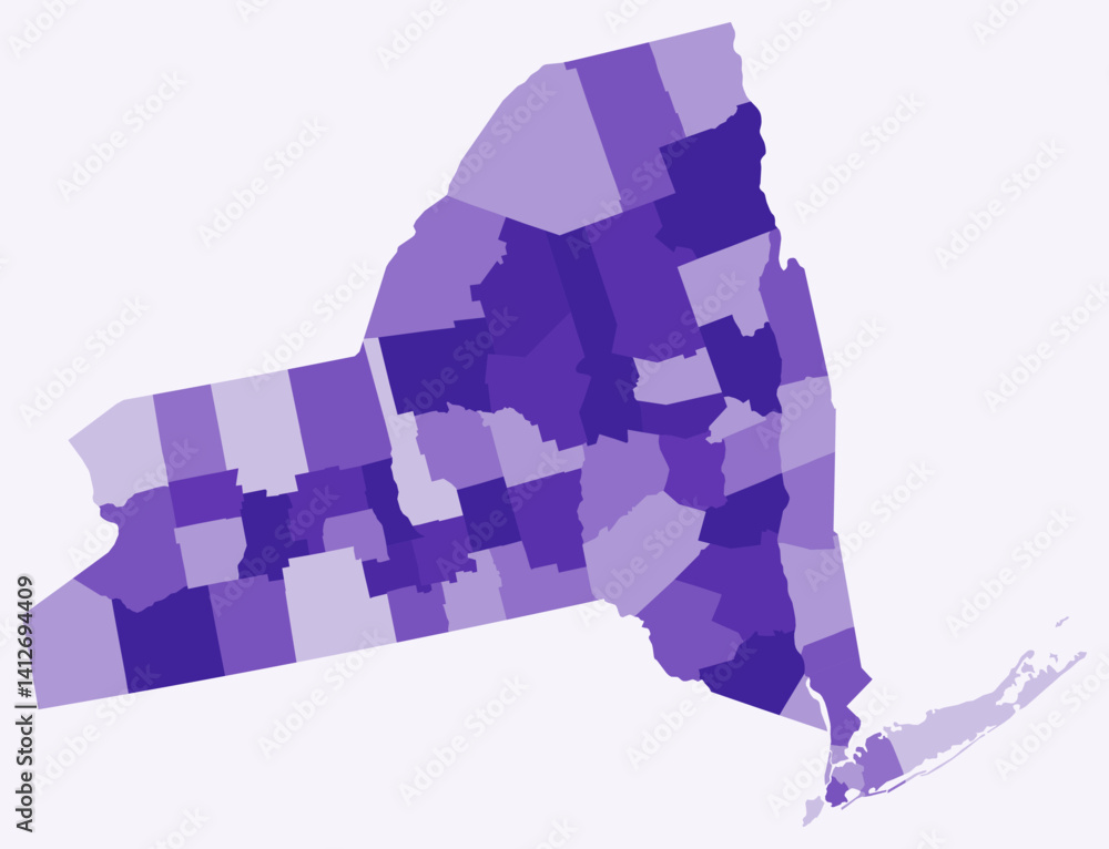 Map of New York with counties. Just a simple state border map with ...