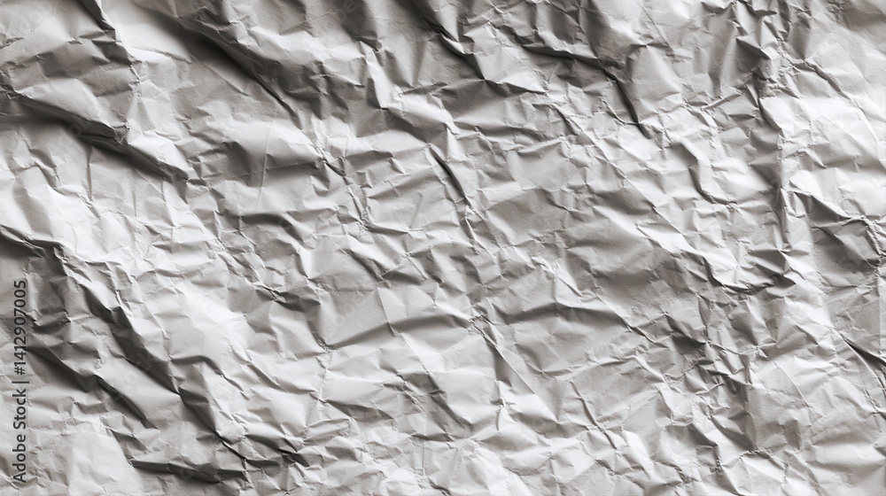 White crumpled and creased glued wrinkled paper poster texture ...
