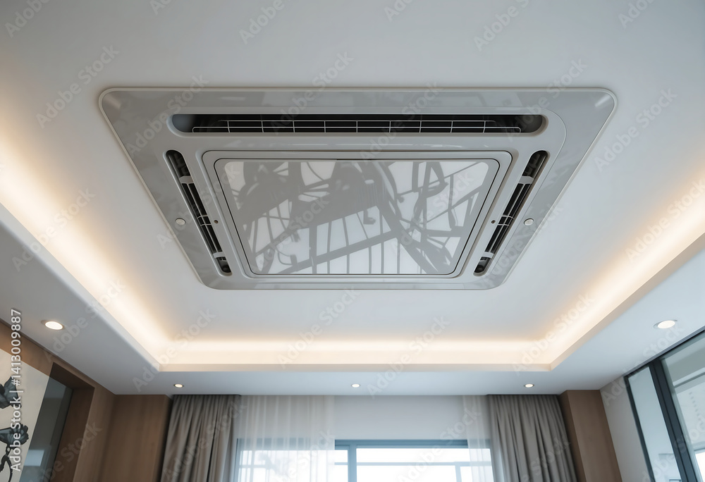 Ceiling air conditioning unit installed in a modern living room Stock ...