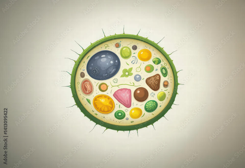 Colorful Microscopic Life Forms in a Circular Petri Dish, A vector ...