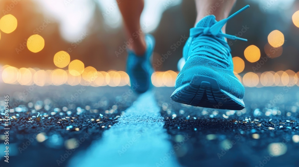 Blue team runners crossing the finish line together, showing teamwork ...