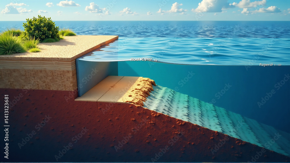 Ocean Cross-Section Showing Subsea Earthquake Triggering Tsunami Wave ...
